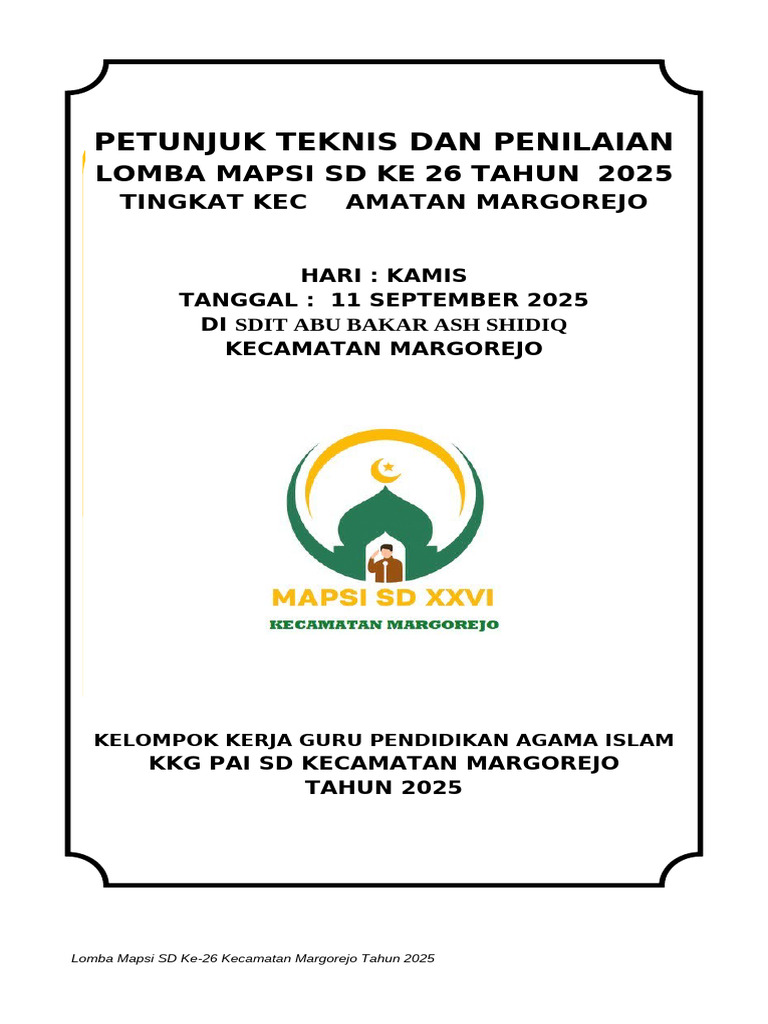 Lomba MAPSI SD 2025 Margorejo | PDF