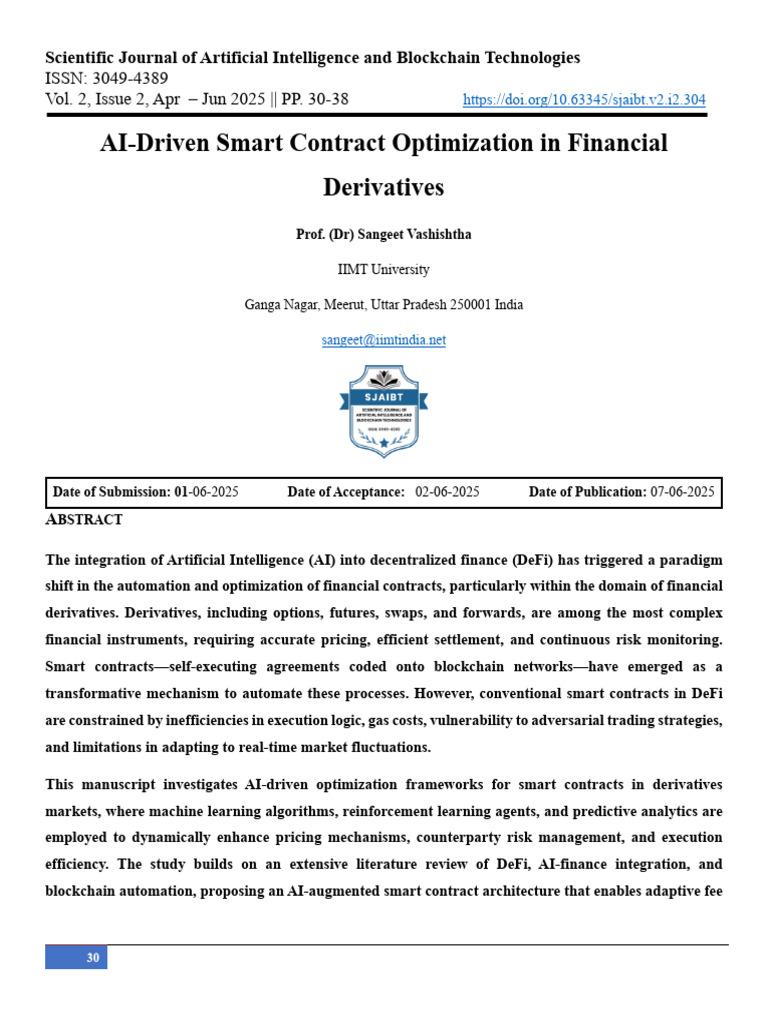 AI-Driven Smart Contract Optimization in Financial | PDF | Artificial ...