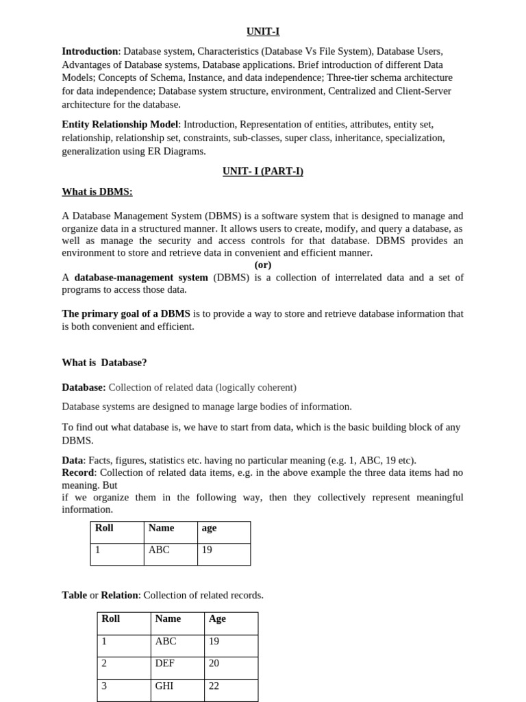 DBMS UNIT-1 | PDF | Databases | Data Model