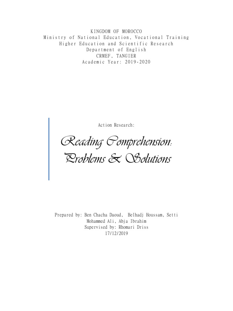 Reading Comprehension: Problems & Solutions | PDF | Reading ...