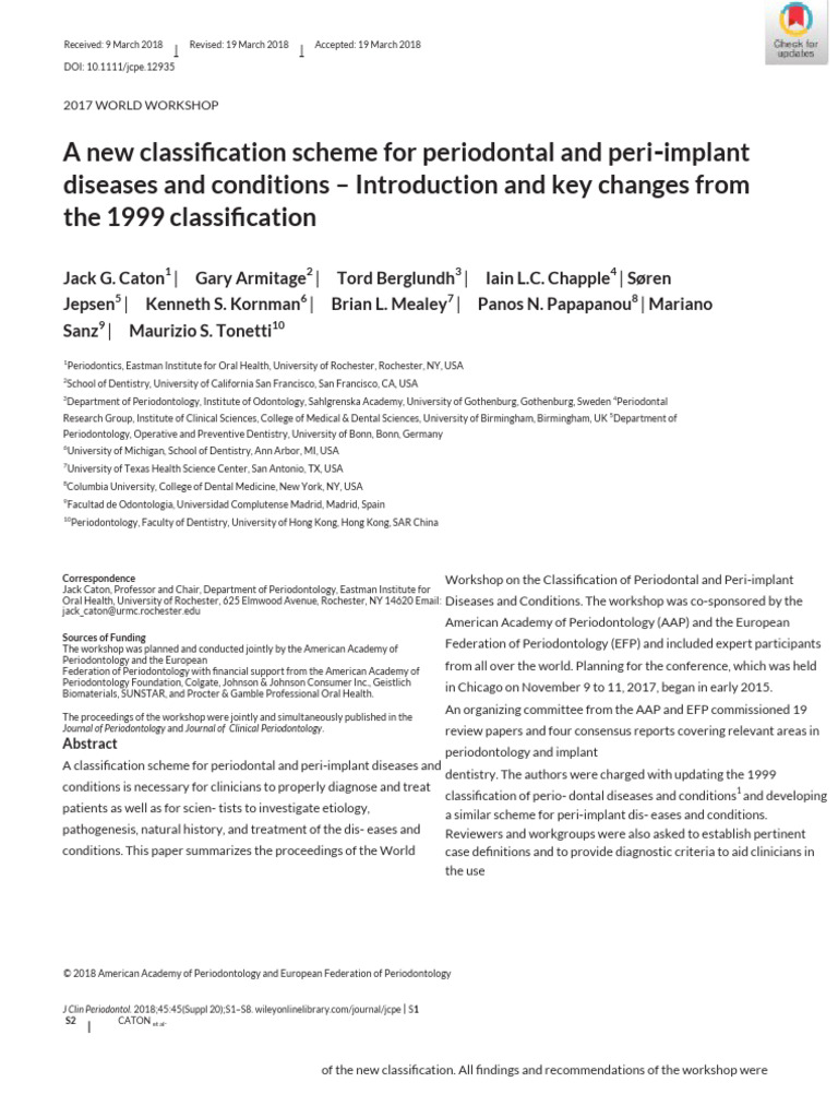 2018 AAP EFP - A New Classification Scheme For Periodontal and Peri ...