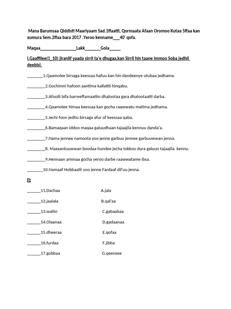 Qormaata Afaan-WPS Office | PDF