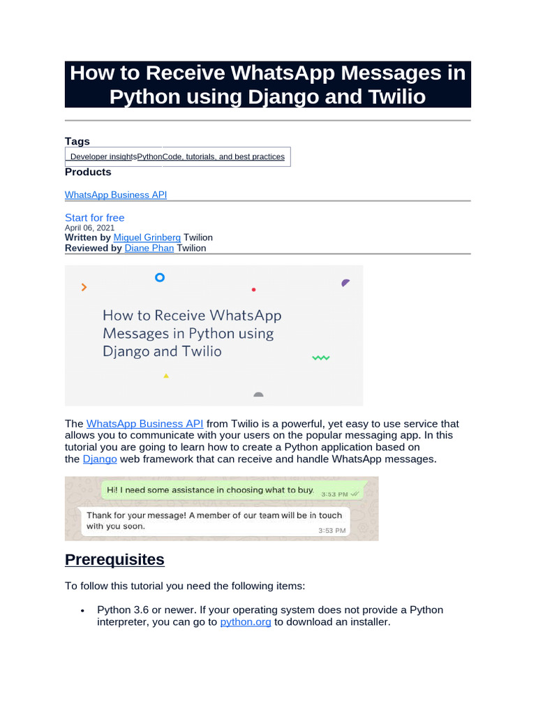 How to Receive WhatsApp Messages in Python Using Django and Twilio ...