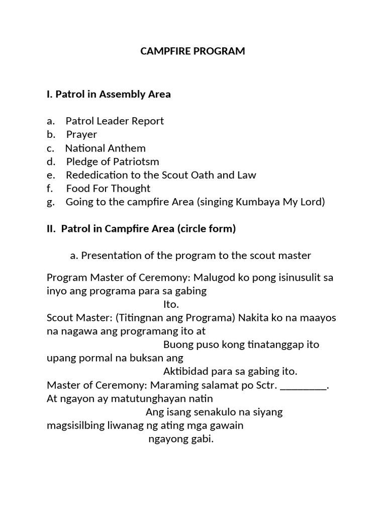 Campfire Program | PDF