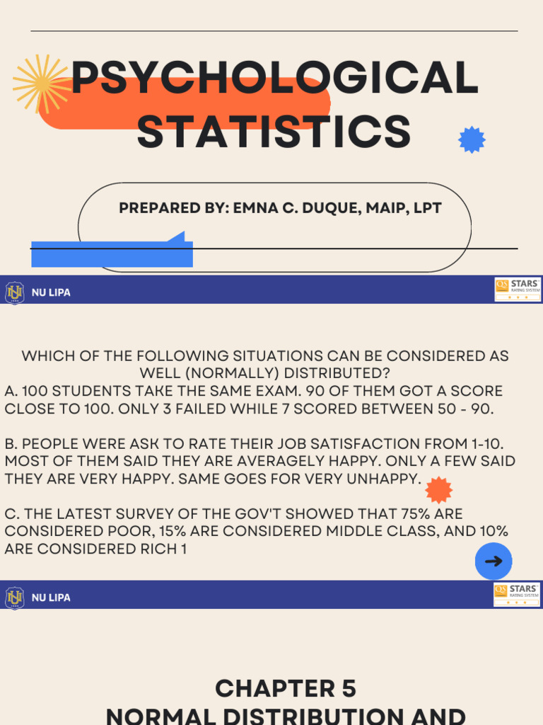 Chapter 5 Normal Distribution & Standardized Scores | PDF | Normal Distribution | Standard Score