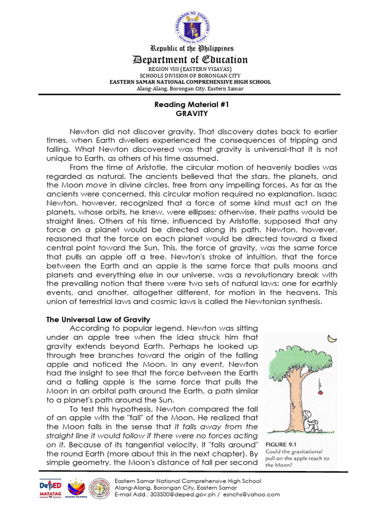 Reading Material w Activity 1 | PDF | Force | Newton's Law Of Universal ...