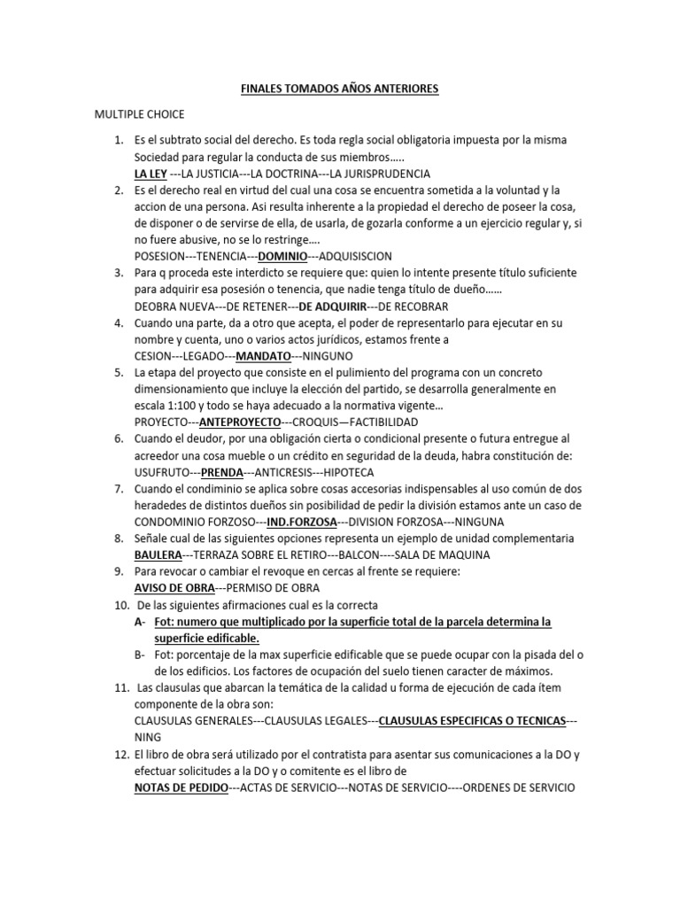 Finales tomados - DyLO | PDF | Posesión (Ley) | Propiedad