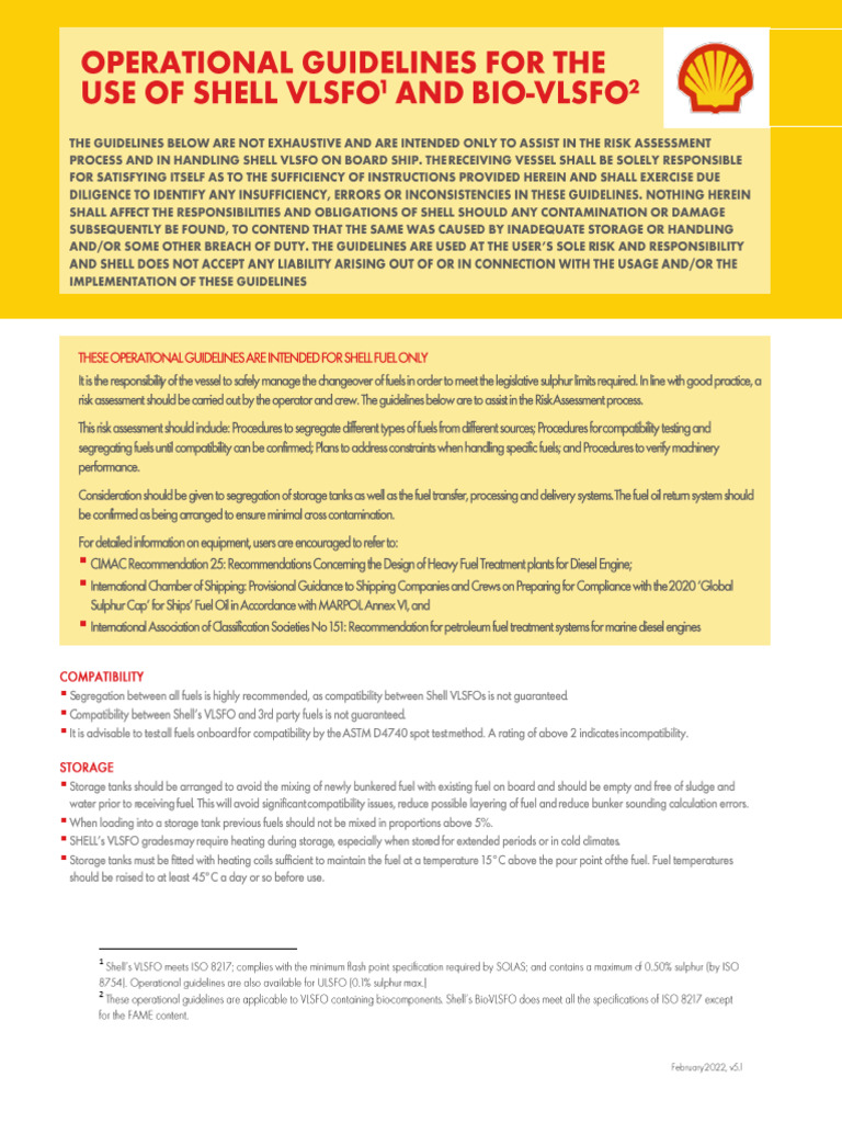 SHELL - Operational Guidelines For The Use of SHELL VLSFO and BIO-VLSFO ...