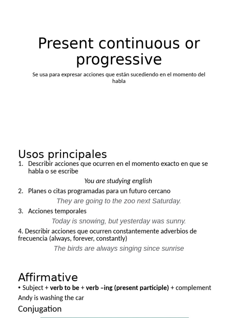 Present Continuous or Progressive | PDF