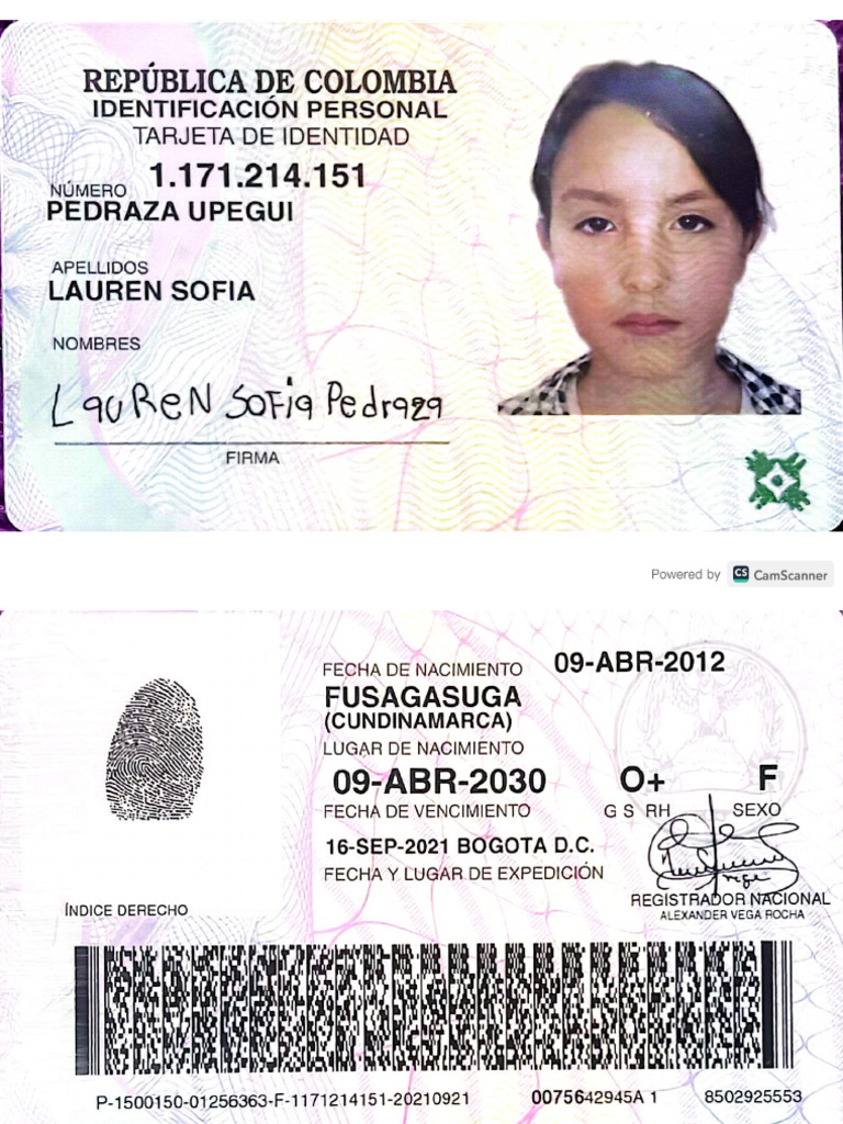 Tarjeta Identidad Lauren Pedraza | PDF