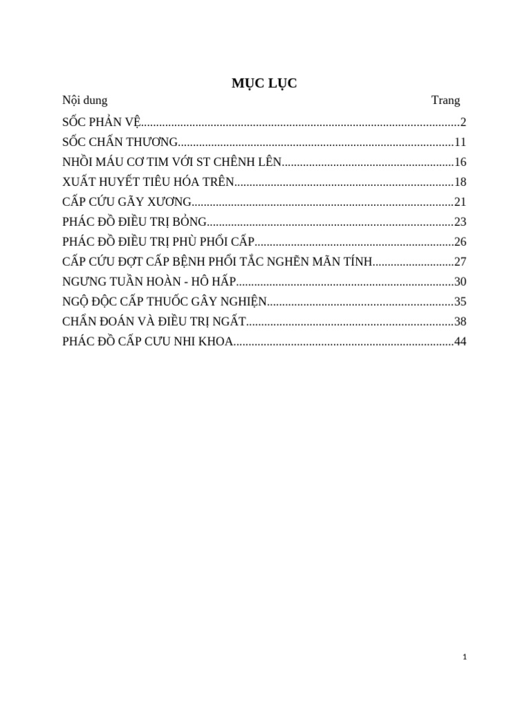 phác đồ điều trị cấp cứu | PDF