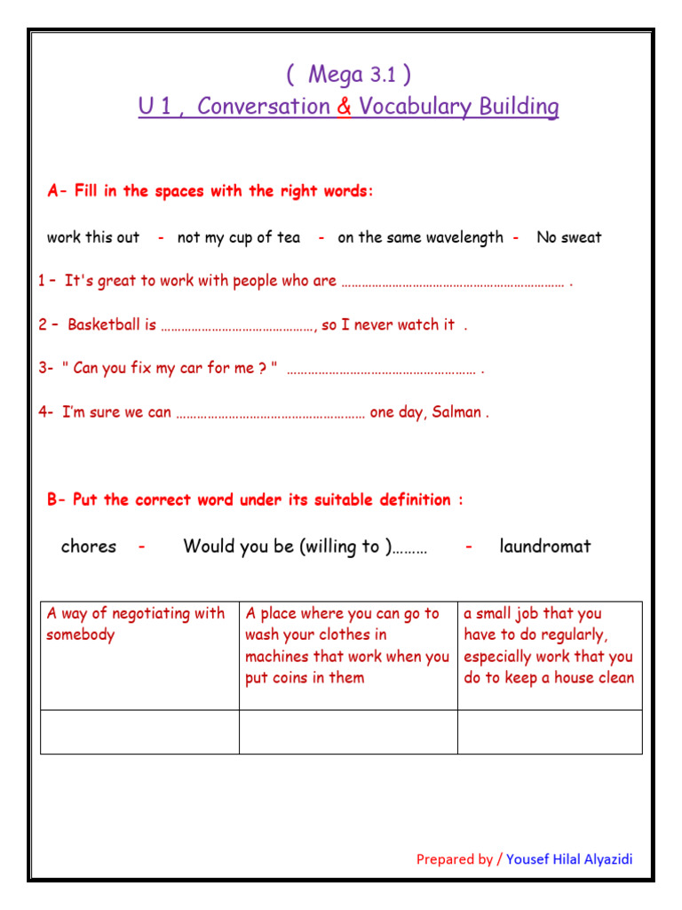 Conversation & Vocabulary Exercises | PDF
