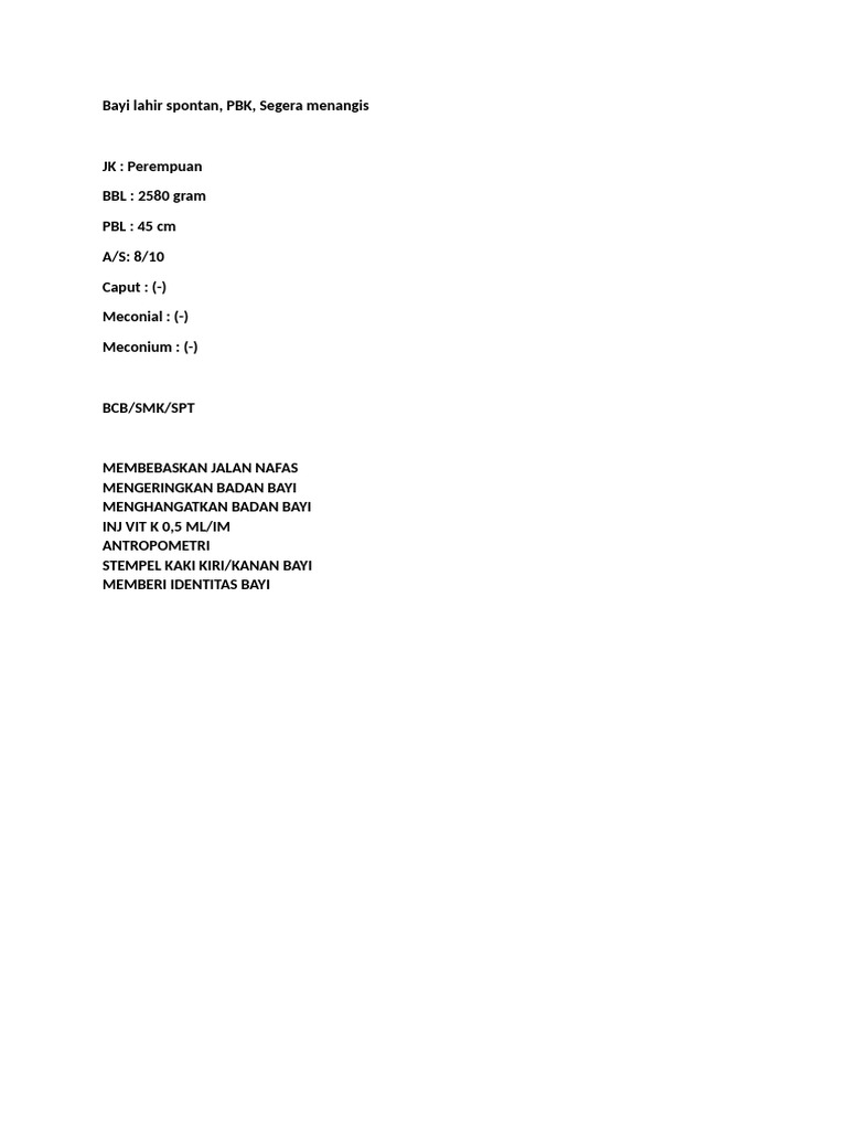 CPPT Bayi Lahir Segera Menangis | PDF
