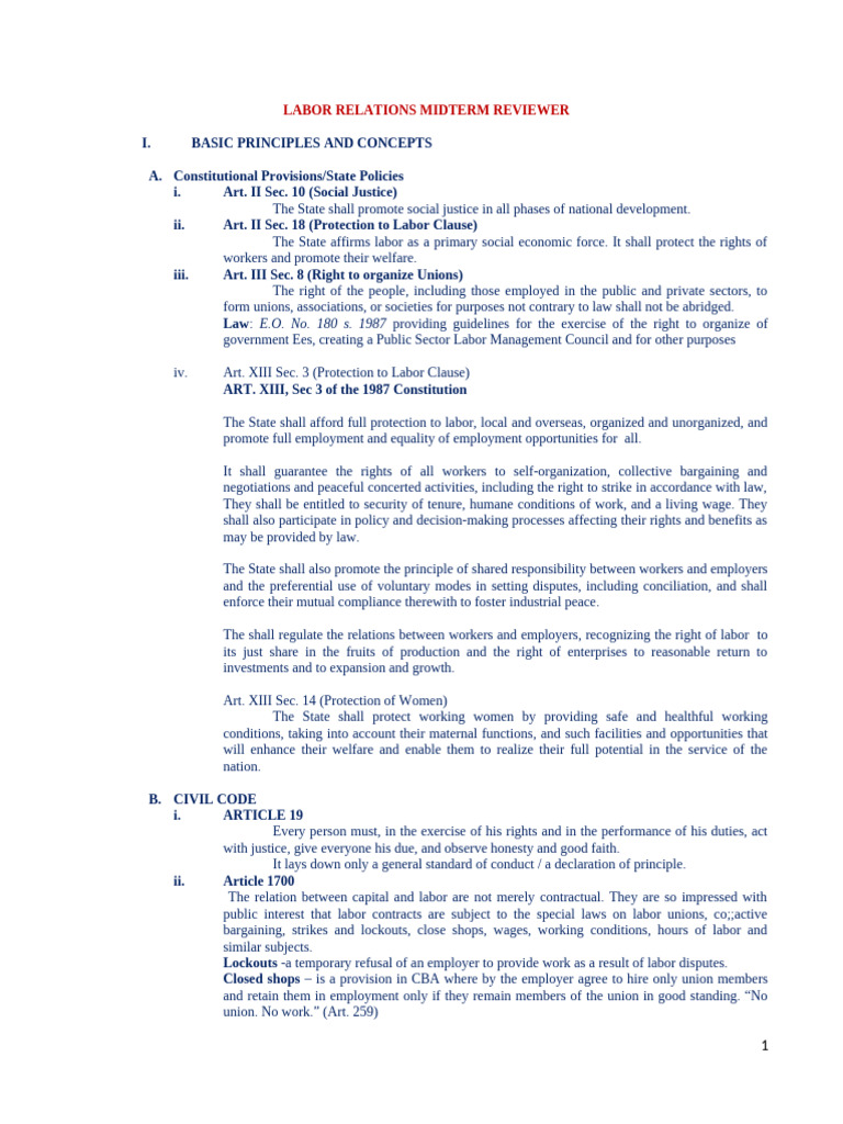 Labor Relations Midterm Reviewer | PDF | Collective Bargaining | Employment