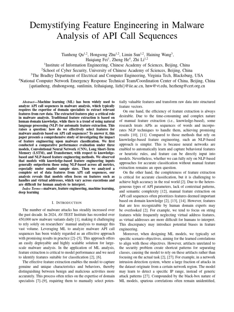 Malware Analysis API Call Sequences | PDF | Machine Learning | Computing