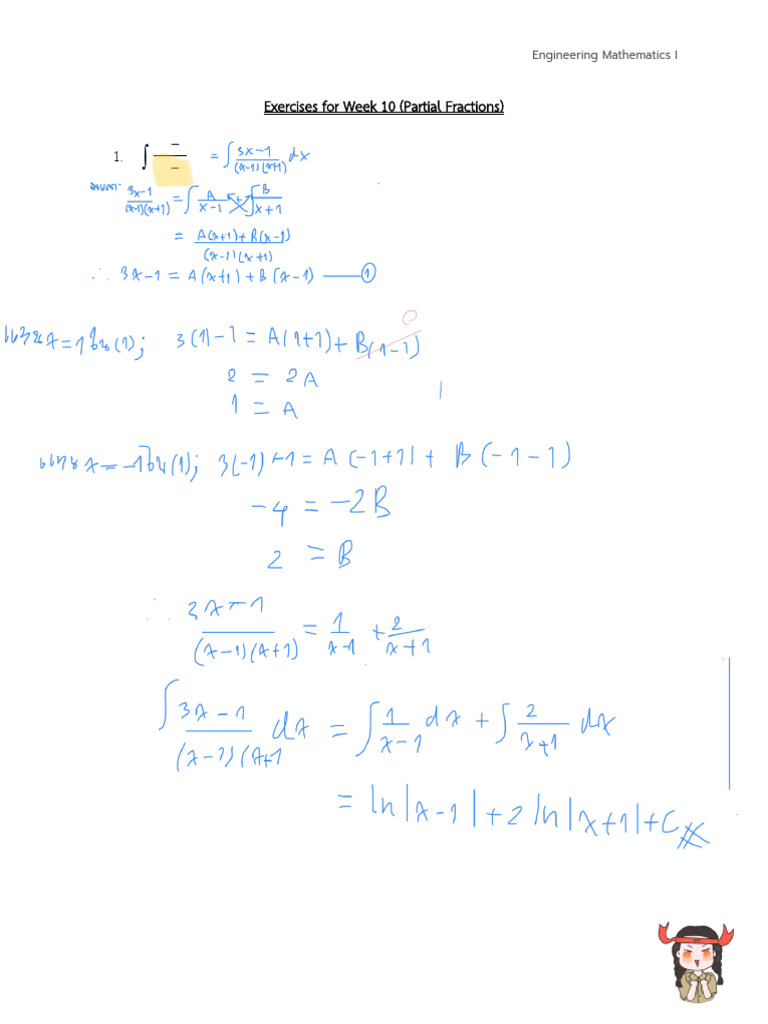Week 10 Exercises: Partial Fractions | PDF