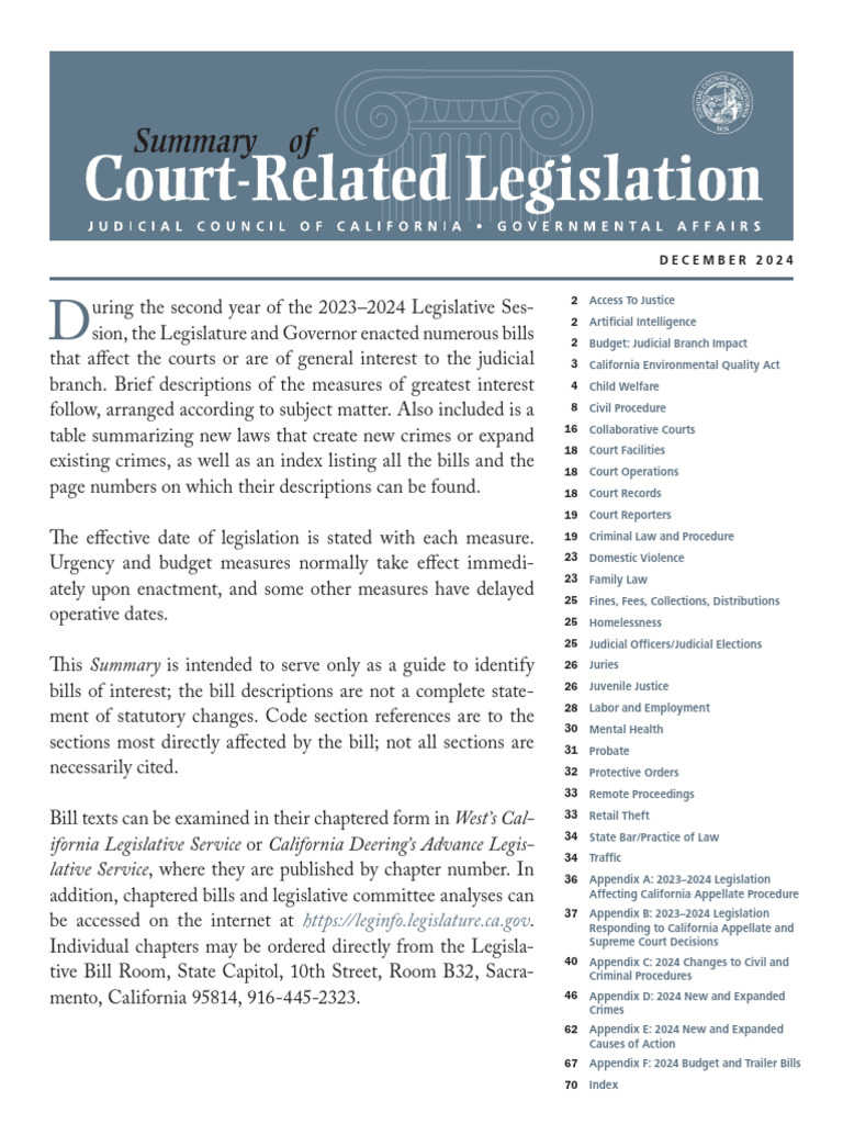 2023-2024 California Court Legislation Summary | PDF | Foster Care ...