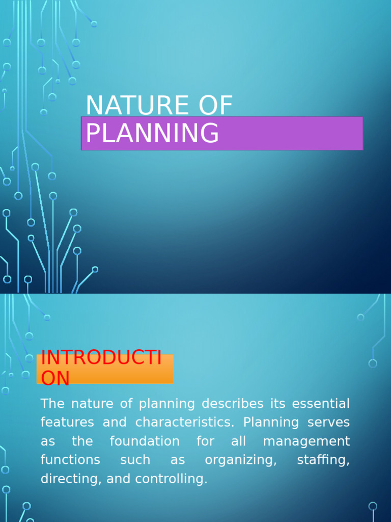 Nature of Planning | PDF