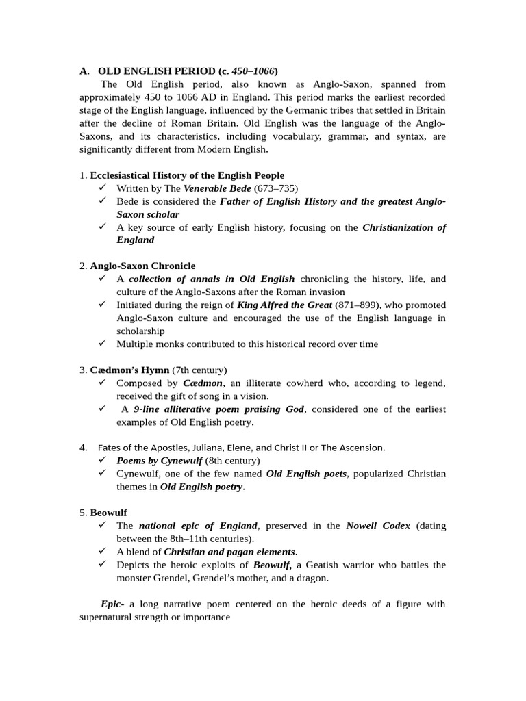 Overview of the Old English Period | PDF