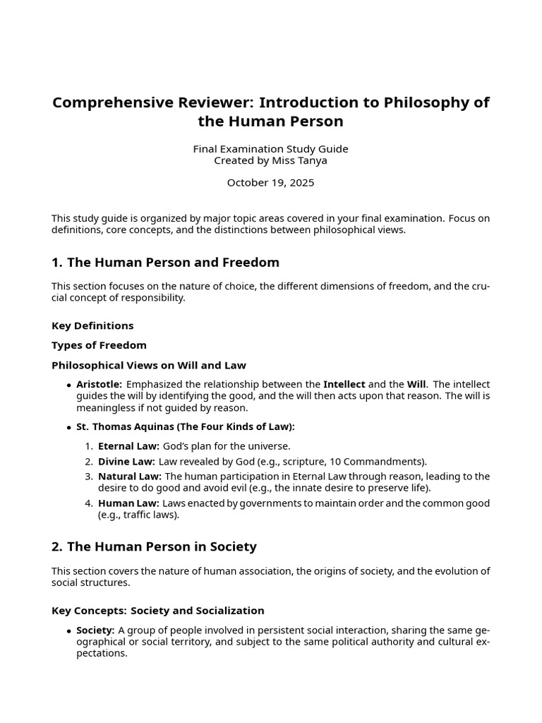 Introduction to Philosophy Final Exam Reviewer | PDF | Death | Thomas ...