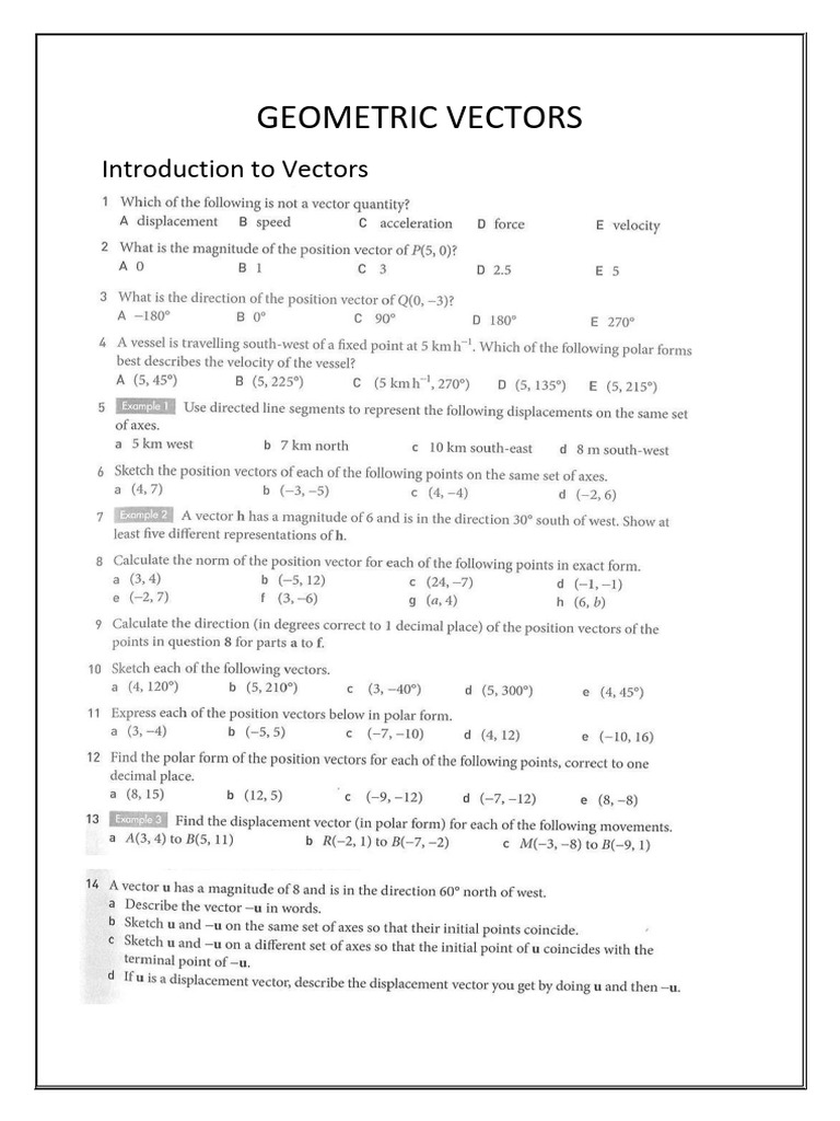 Geometric Vectors: Concepts & Solutions | PDF