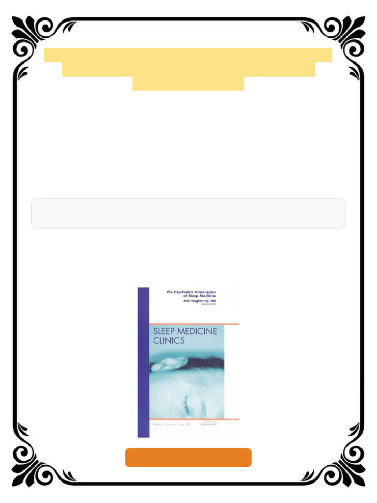 The Psychiatric Dimensions of Sleep Medicine 1st Edition Karl Doghramji ...