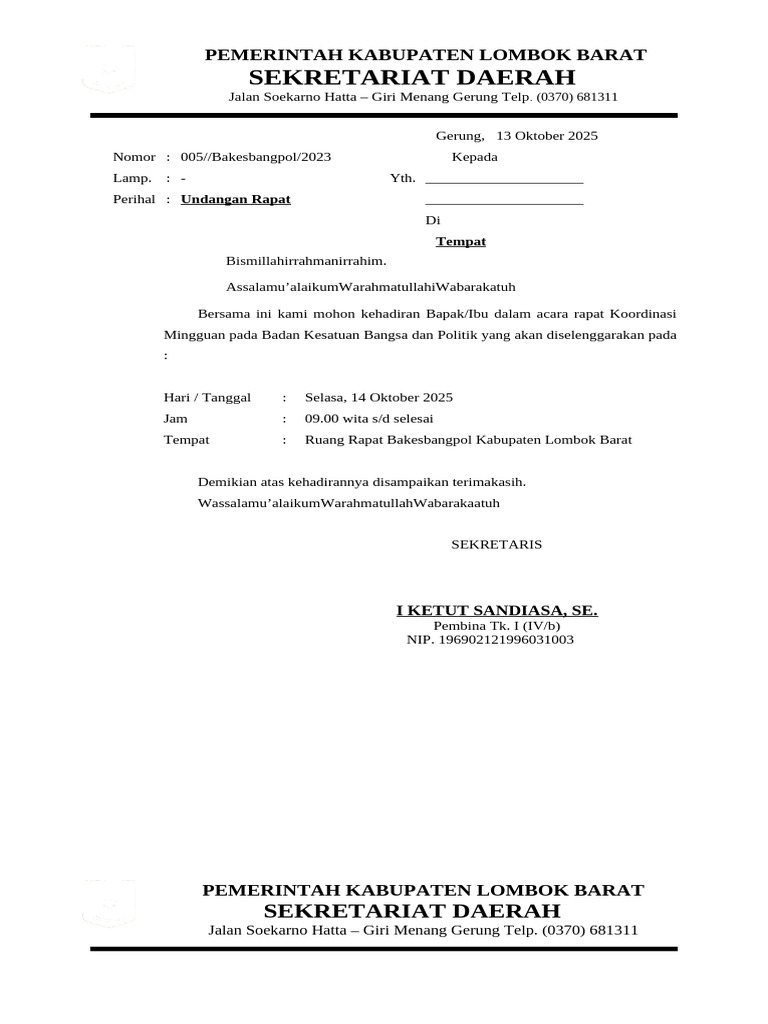 undangan rapat | PDF