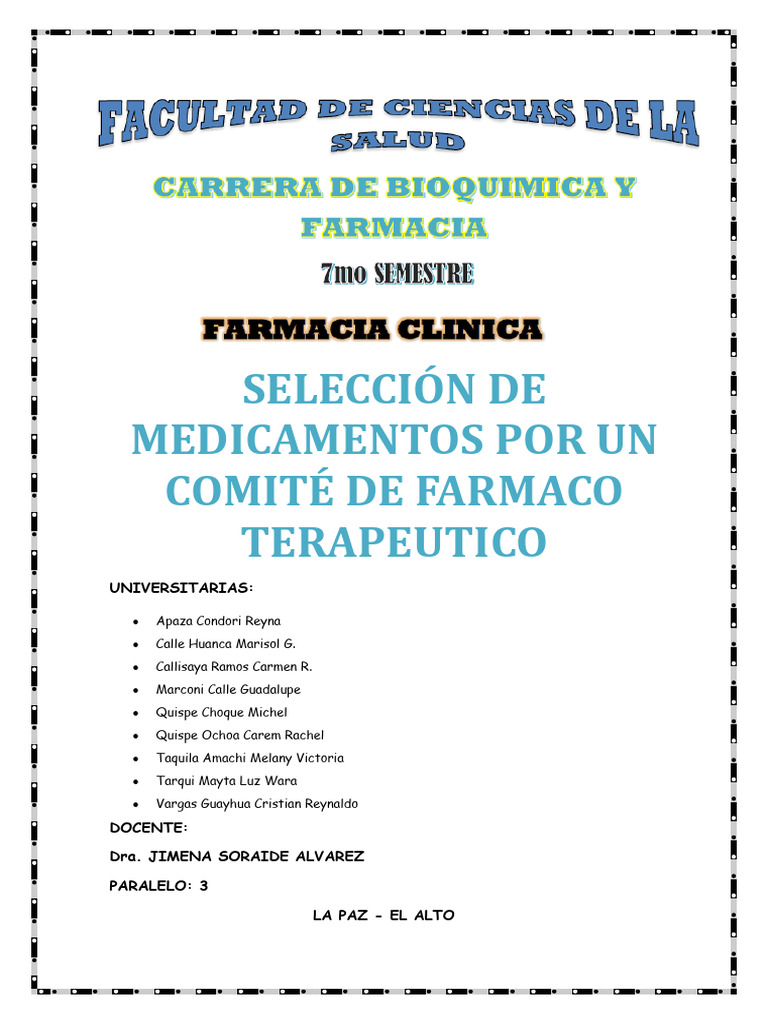 Selección de Medicamentos Por Un Comité de Farmaco Terapeutico | PDF ...