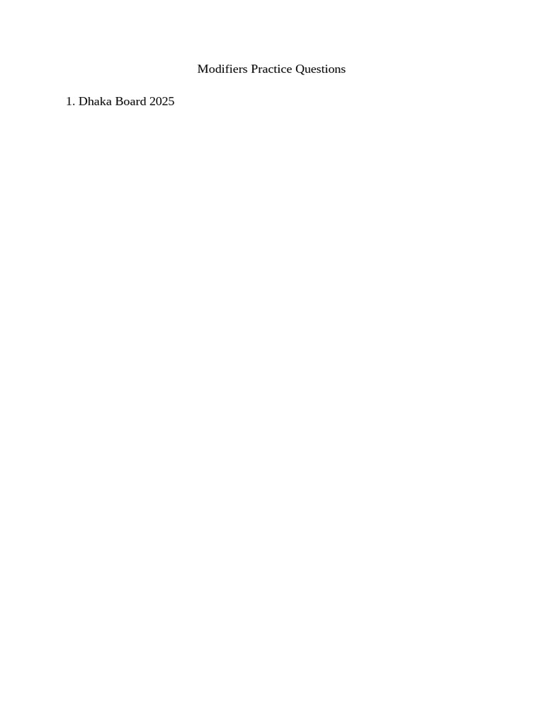 Modifiers Practice Questions for 2025 | PDF | Adjective | Adverb