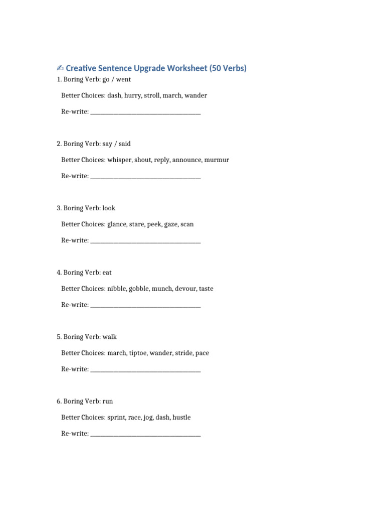 Upgrade Boring Verbs Worksheet | PDF