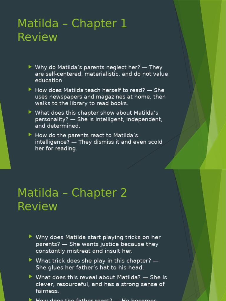 Matilda Ch1 11 Detailed Review QA | PDF