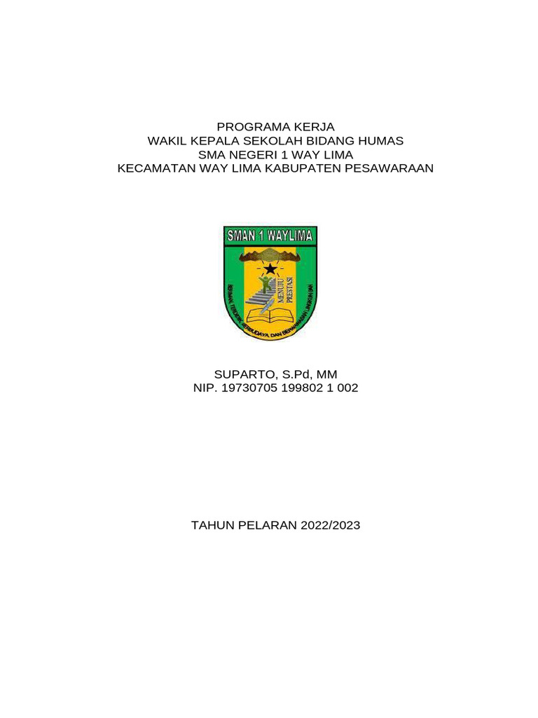 Program Kerja Humas SMA Negeri 1 Way Lima | PDF