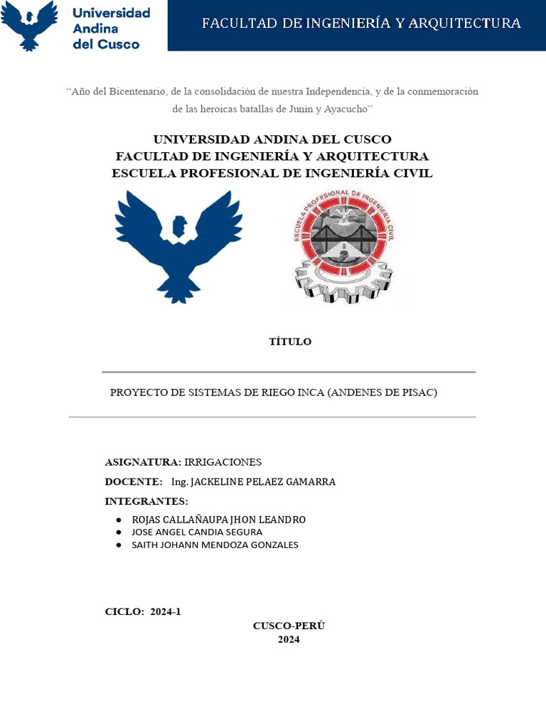 Proyecto de Sistemas de Riego Inca (Andenes de Pisac) | PDF | Imperio ...