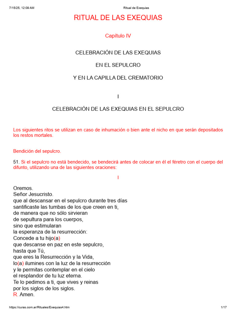 Exequias Ritual Cap 4 | PDF | orador del Señor | Oración