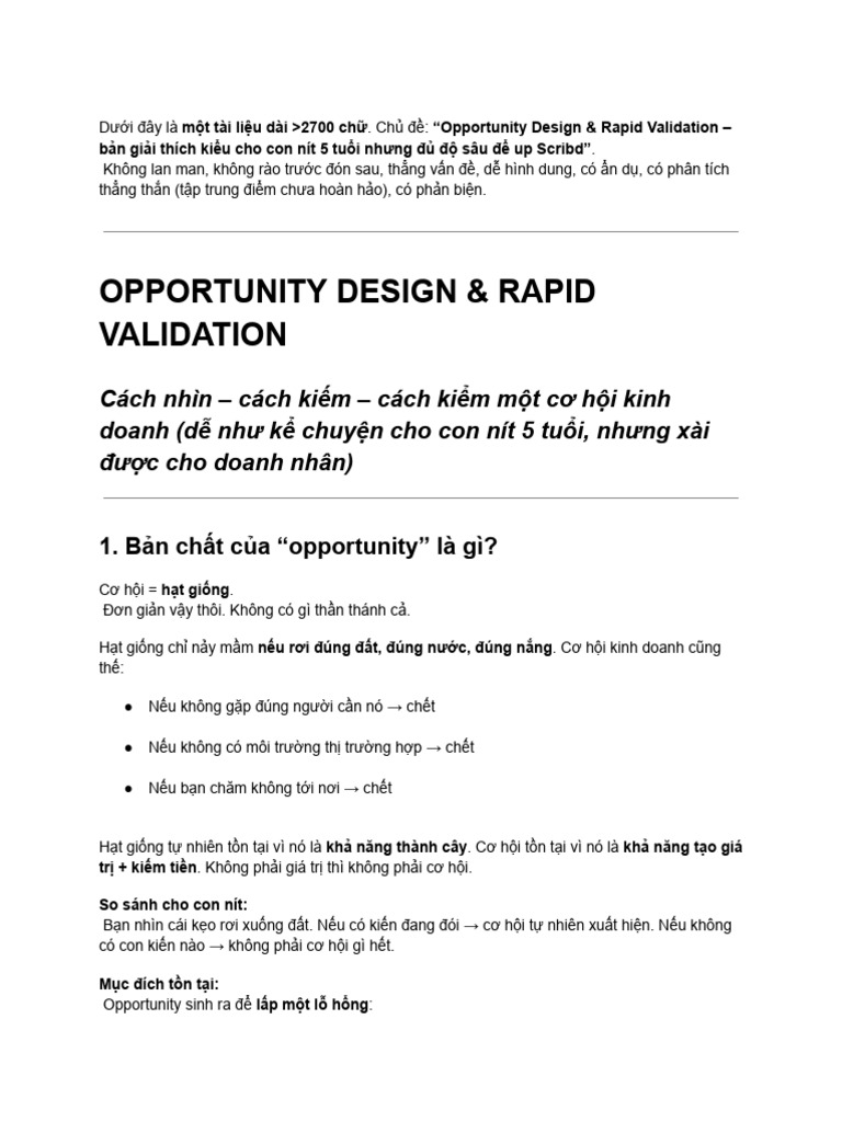 Opportunity Design & Rapid Validation | PDF