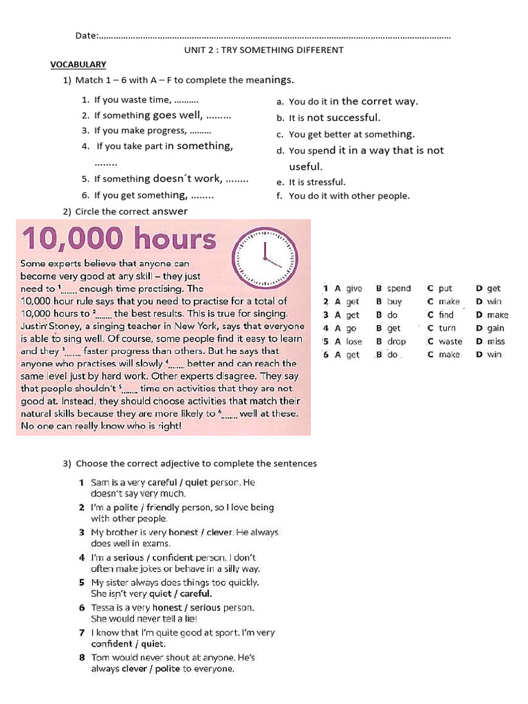 Wednesday, 24th September (Unit 2 - Vocabulary & Grammar) | PDF