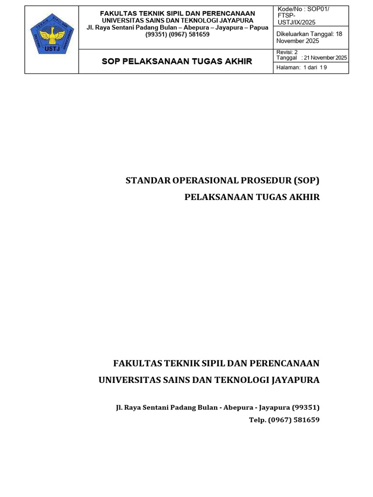 SOP Tugas Akhir FTSP USTJ 2025 | PDF