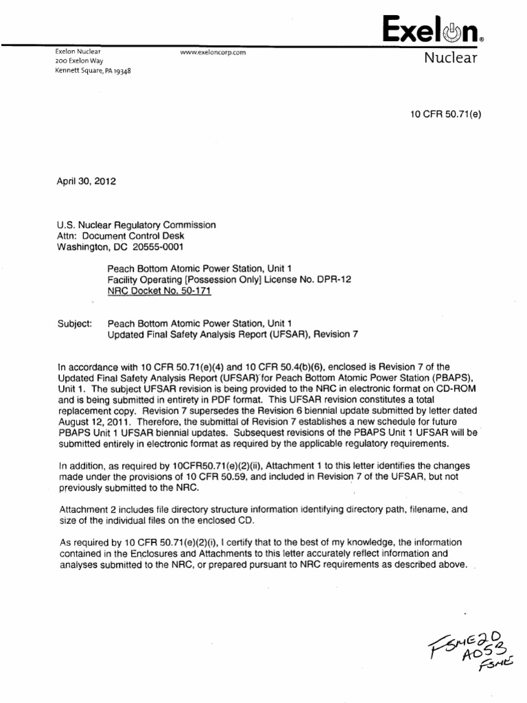 Peach Bottom Unit 1 UFSAR Revision 7 | PDF | Nuclear Regulatory ...