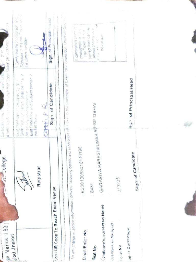 Exam Hall Ticket for BA Students | PDF