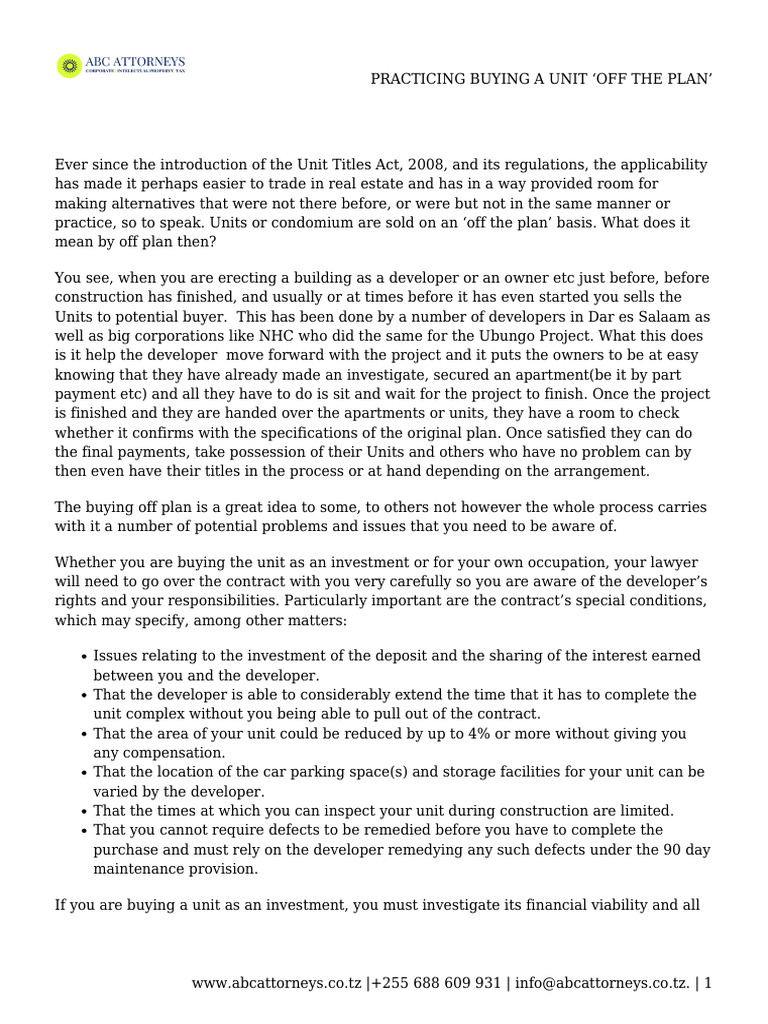 Guide to Buying Off-Plan Units | PDF | Tax Deduction | Loans