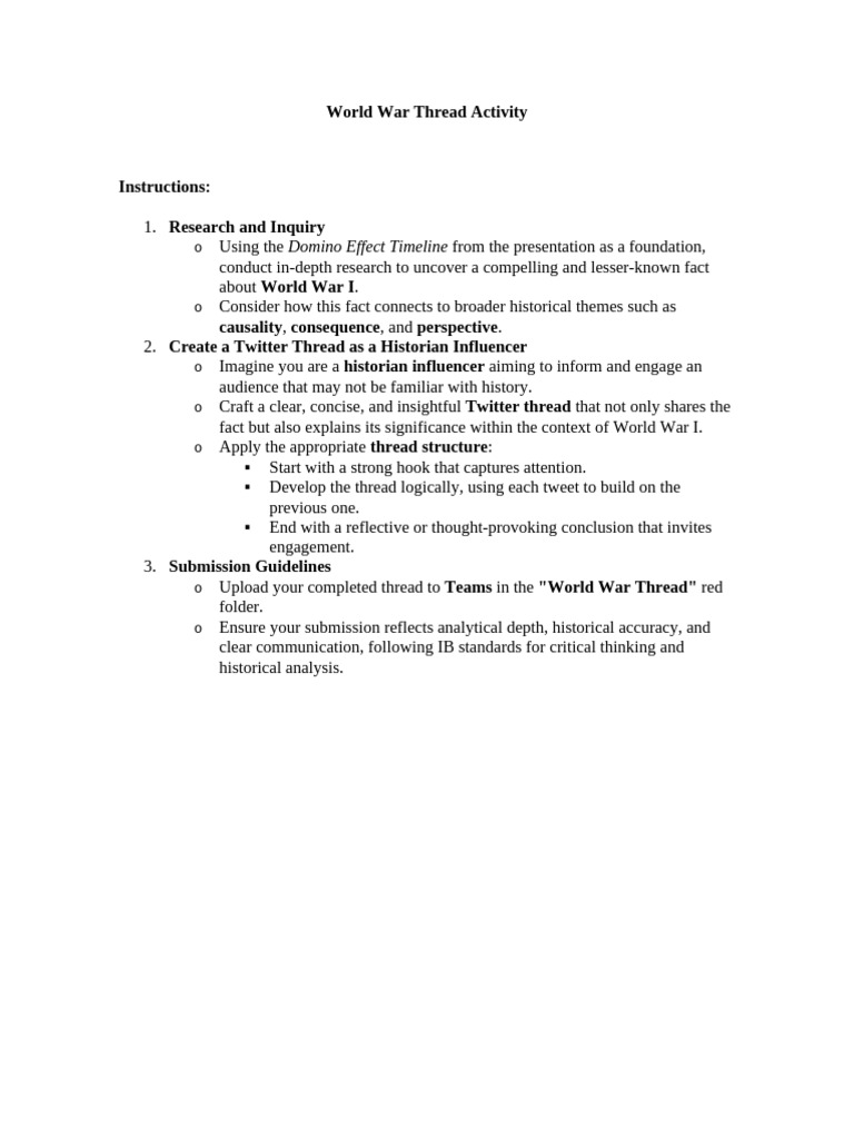 World War Thread Activity | PDF