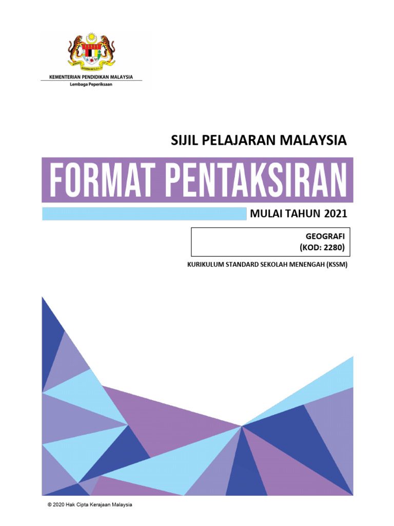 Buku Format Spm 2021 2280 Geografi 0510 | PDF