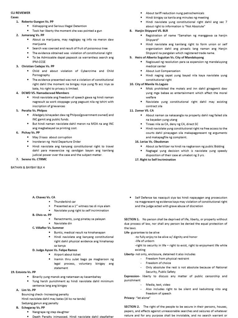 Legal Cases Review: Rights Violations | PDF | Bail | Criminal Law