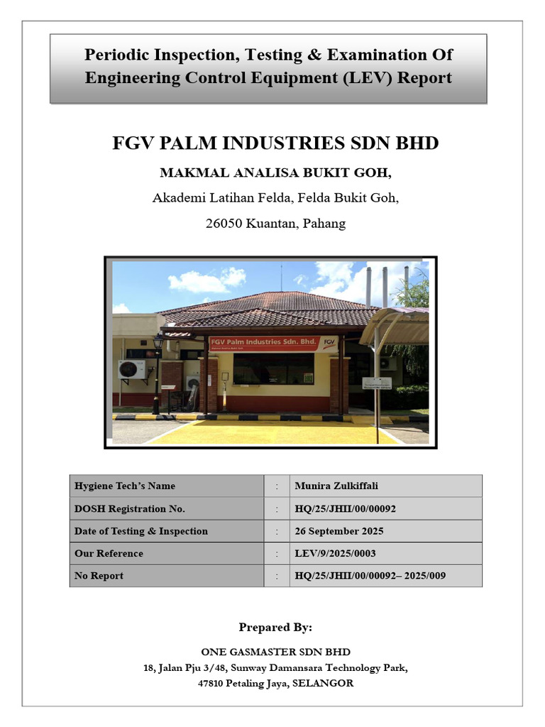 LEV System Inspection Report for FGV Palm | PDF
