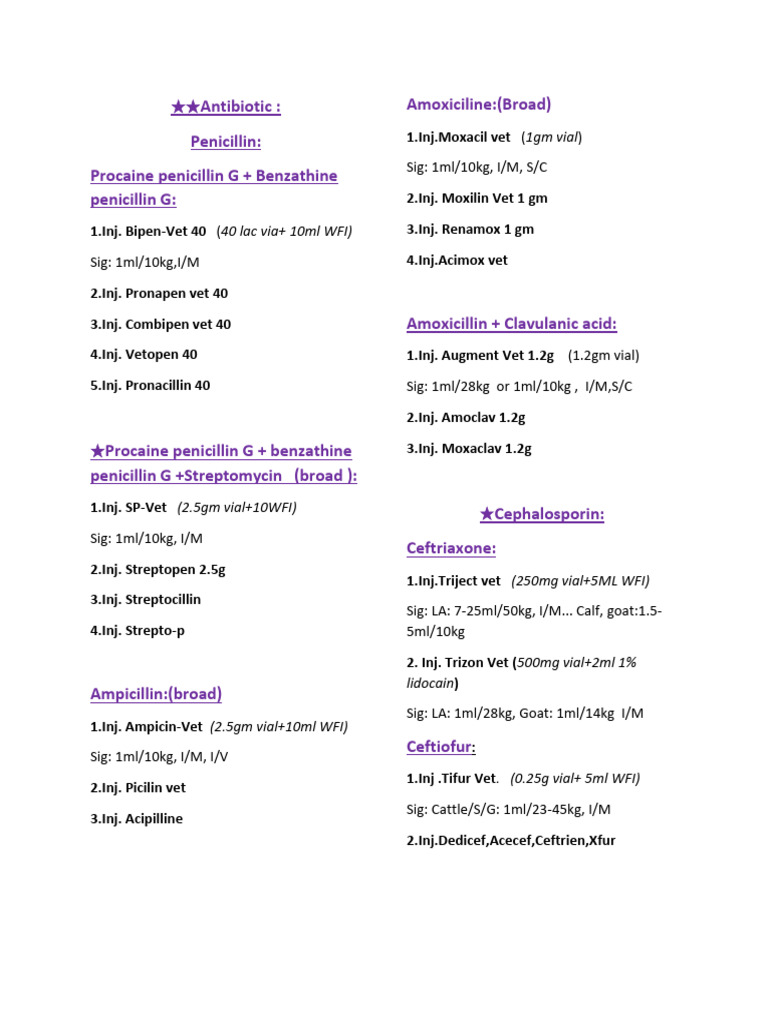 Veterinary Antibiotic and Drug Guide | PDF | Drugs
