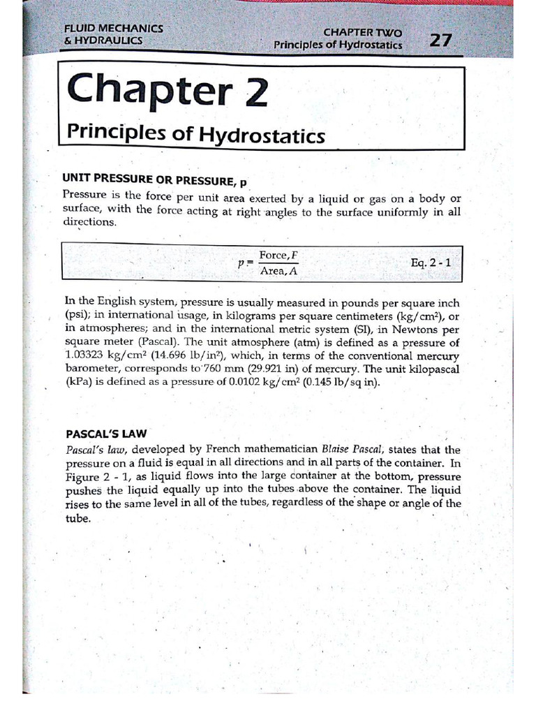 Chp02 Book Principles of Hydrostatics | PDF