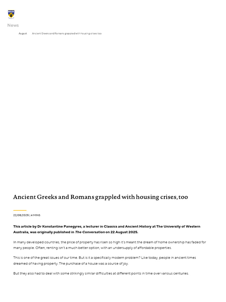 Ancient Greeks and Romans Grappled With Housing Crises, Too | PDF ...