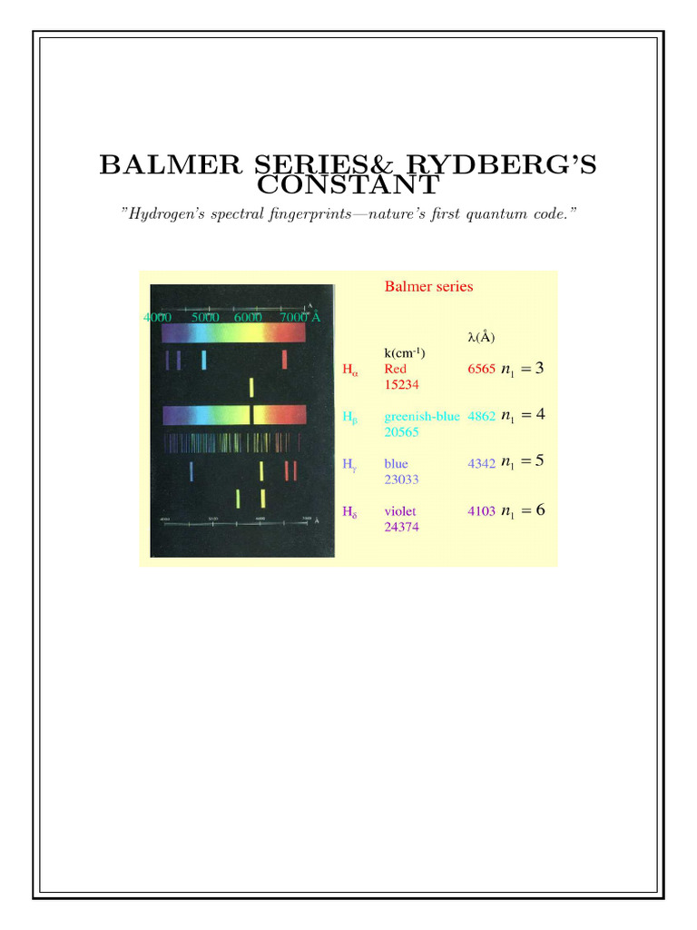 Balmer_Series_and_Rydberg_s_Constant | PDF | Atomic Physics | Applied ...