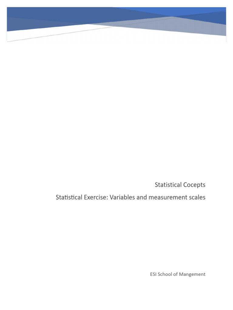 Statistical Exercise Variables and Measurement Scales | PDF