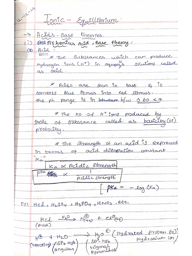 Chemistry [IONIC EQUILIBRIUM (Acid-Base Theory,PH Scal, Common Ion Effect,Salt Hydrolysis,Buffer ...